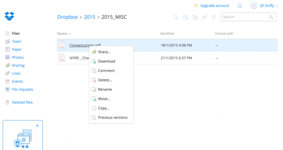 Dropbox dashboard | CompareCamp.com