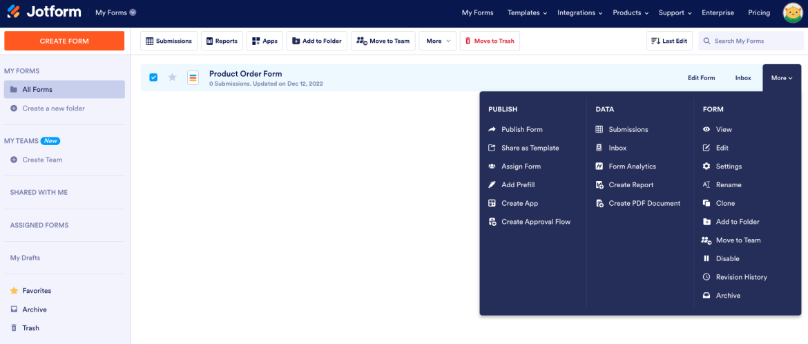 Jotform Screen Shot | CompareCamp.com