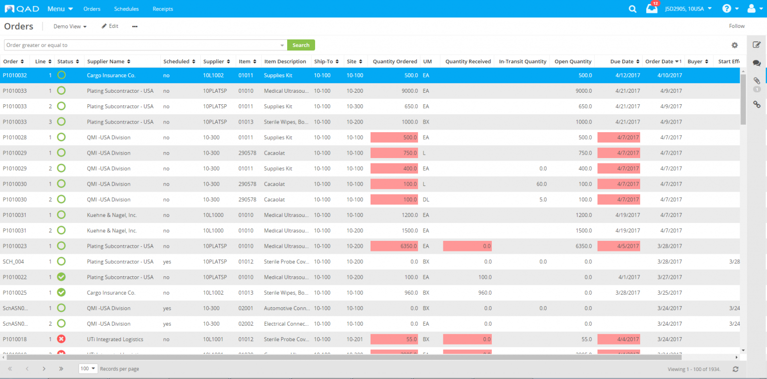 QAD ERP screenshot | CompareCamp.com