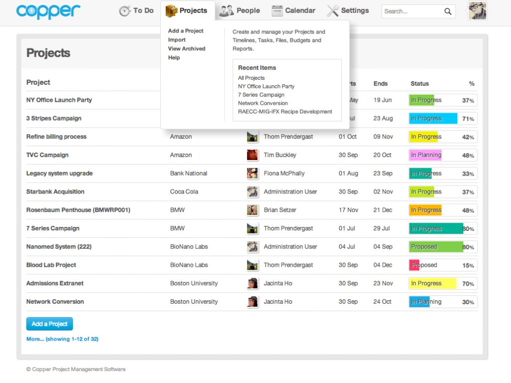 Copper Project Management screenshot | CompareCamp.com