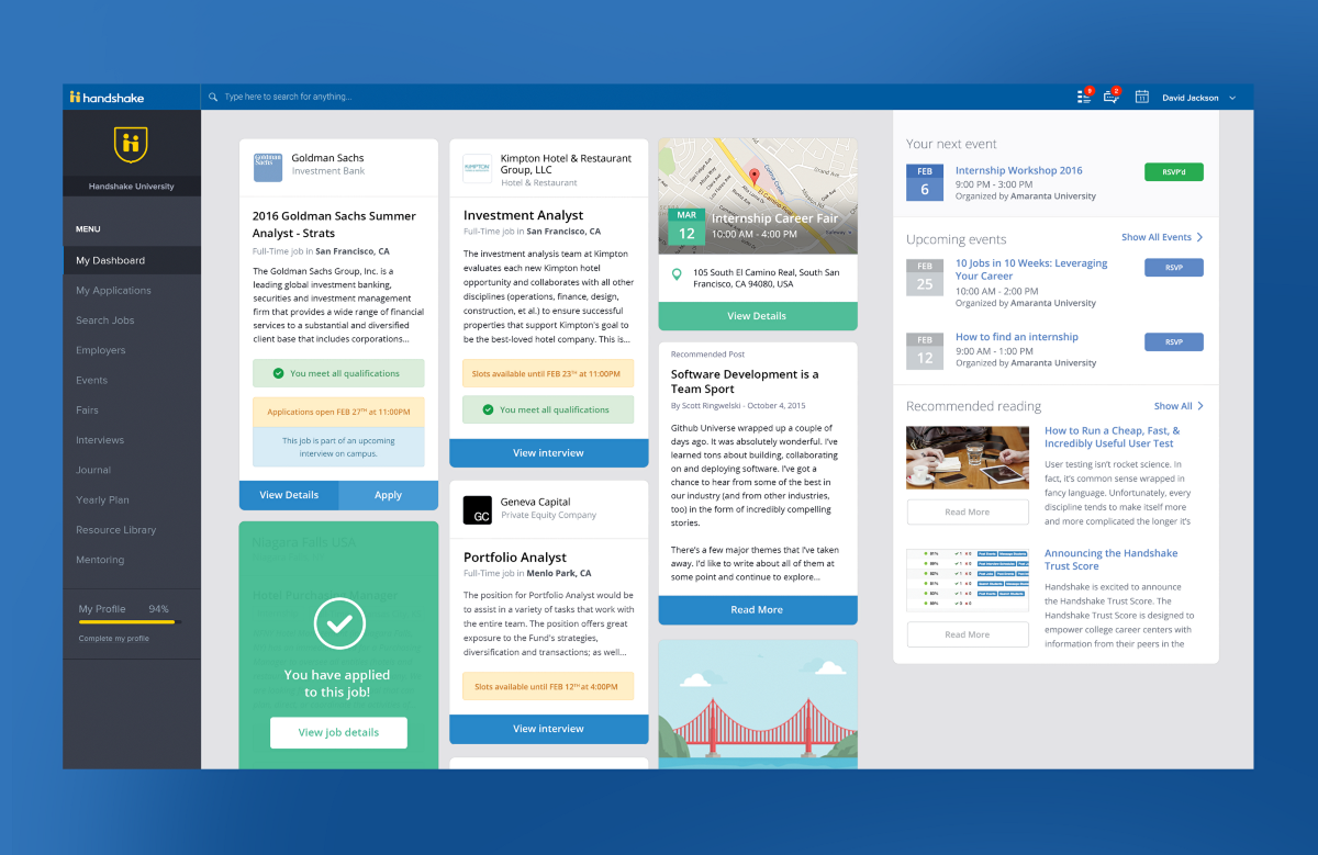 Handshake dashboard | CompareCamp.com