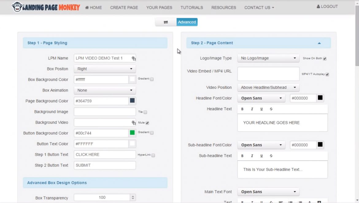 Landing Page Monkey dashboard | CompareCamp.com