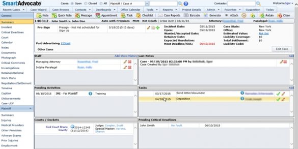SmartAdvocate dashboard | CompareCamp.com