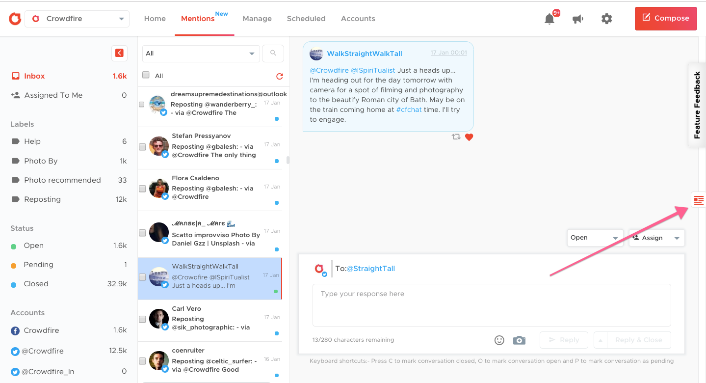 Crowdfire dashboard | CompareCamp.com
