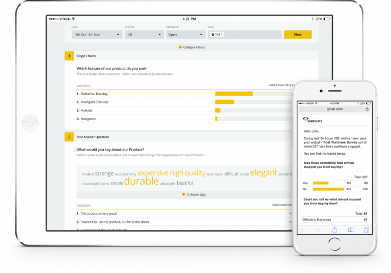 Survicate dashboard | CompareCamp.com
