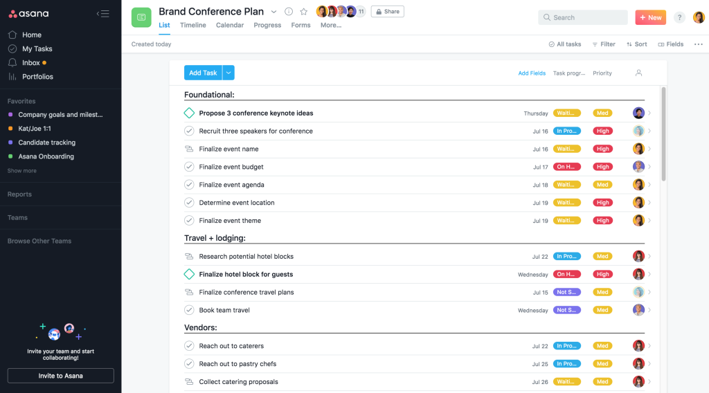 Asana dashboard | CompareCamp.com