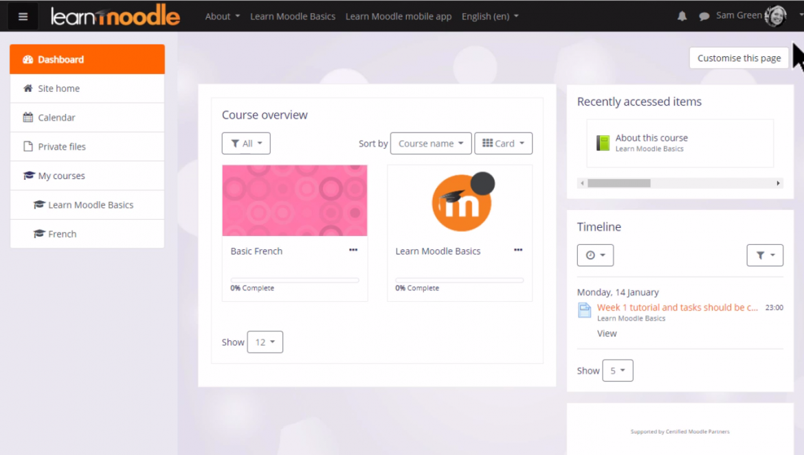 Moodle dashboard | CompareCamp.com