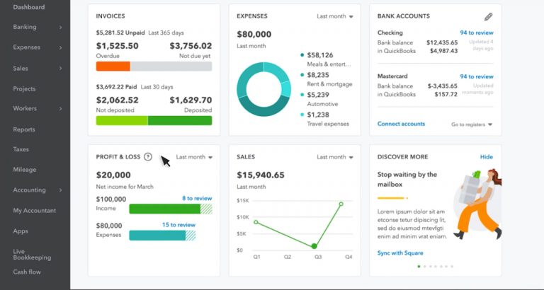 QuickBooks dashboard | CompareCamp.com