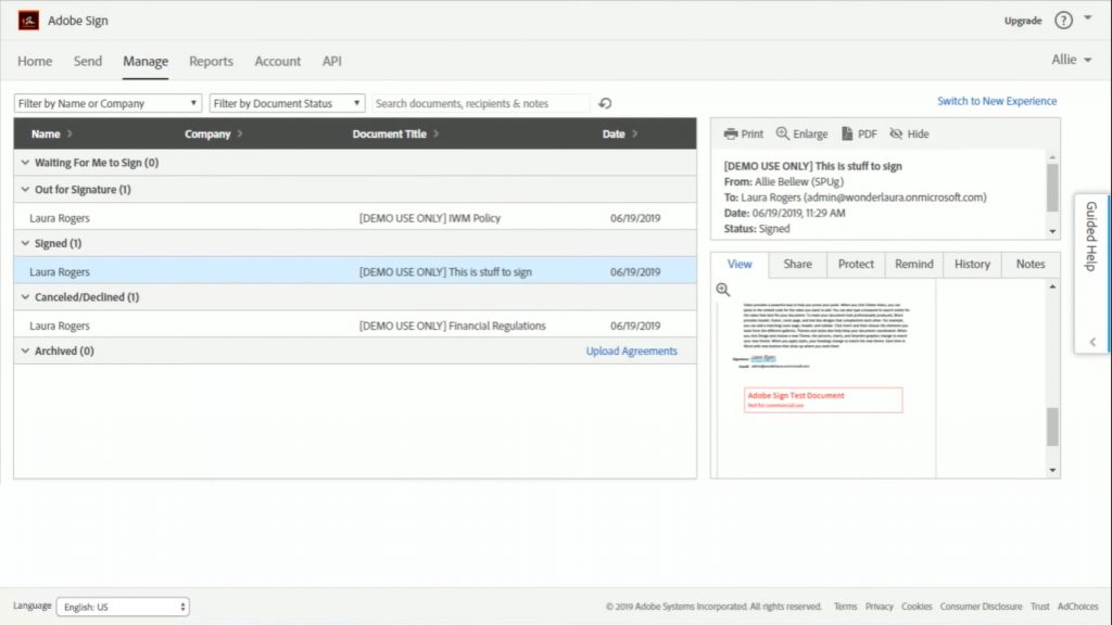 Adobe Sign Dashboard | CompareCamp.com
