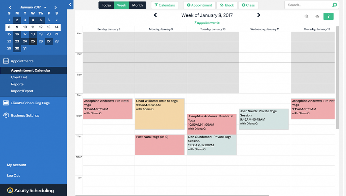 acuity scheduling - dashboard image | CompareCamp.com
