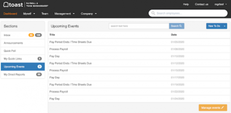 Toast Payroll DASHBOARD | CompareCamp.com