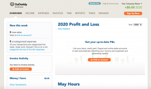 GoDaddy Bookkeeping dashboard | CompareCamp.com