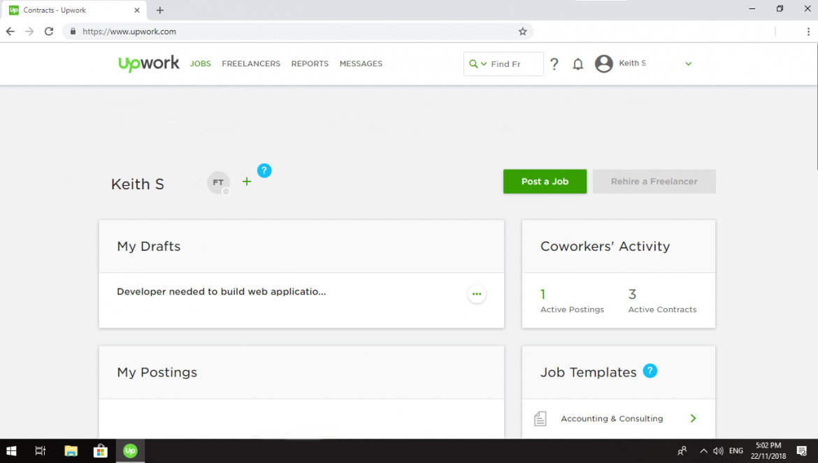 upwork dashboard | CompareCamp.com