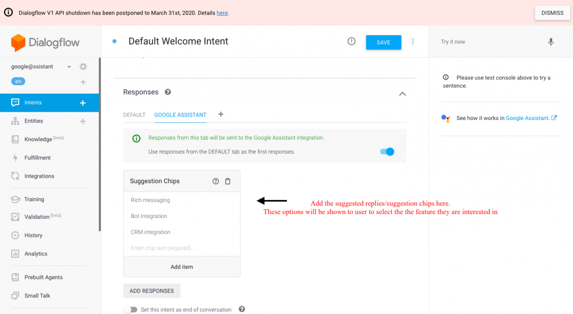 dialogflow dashboard | CompareCamp.com