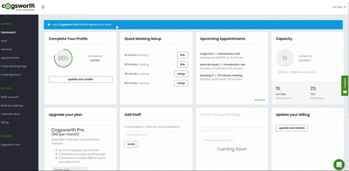 Cogsworth Dashboard | CompareCamp.com